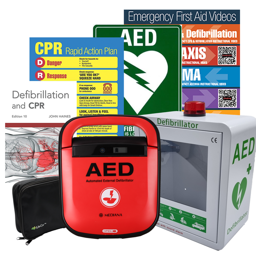Mediana A15 Adult/Child Defibrillator Package | With Alarmed Wall Cabi